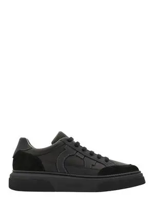 FERRAGAMO Cassina Leather Sneakers - Black