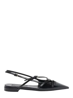 Miu Miu Buckle Flat Slingback Sandals - Black