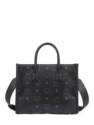Mcm Visetos Monogram Shoulder Bag - Black