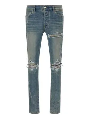 Amiri Belt Loop Distressed Denim Trousers - Blue