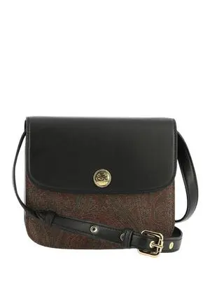 Etro Paisley Printed Logo Plaque Crossbody Bag - Black
