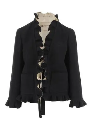 Valentino Garavani Ruffled Long-sleeved Jacket - Black