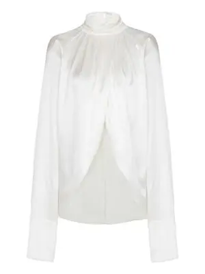 Balmain Draped High Neck Blouse - White