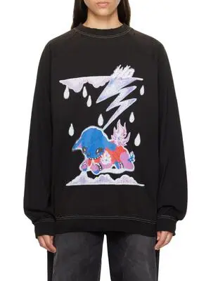 We11Done Graphic Print Cotton Hoodie - Black