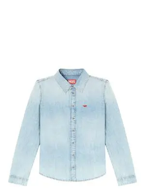 DIESEL® De-eazy Logo Embroidered Denim Shirt - Light Blue