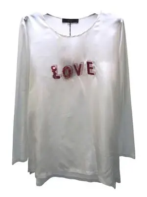 Max Mara Embellished 'love' Long-sleeve Blouse - Gray