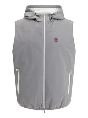 Brunello Cucinelli Bonded Hooded Vest - Gray