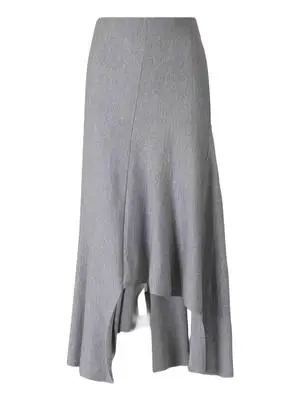 Khaite Asymmetrical Hem Midi Skirt - Gray