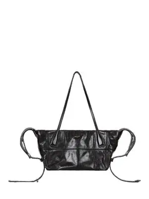 Balmain Shiny Leather Tote Bag - Black