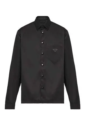 Prada Logo Plaque Chest Pocket Shirt - Black