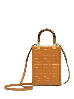 Fendi Leather Mini Bag With Ff Motif - Brown