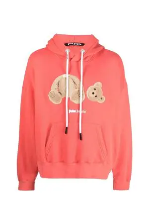 Palm Angels Bear Printed Drawstring Hoodie - Pink