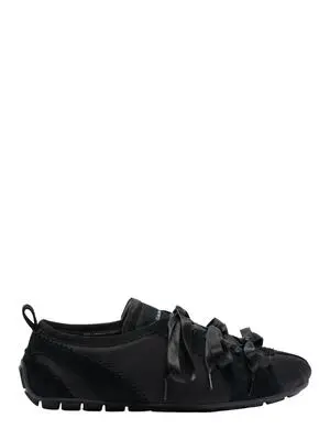 Simone Rocha Ballerina Grip Leather Sneakers With Bow Detailing - Black