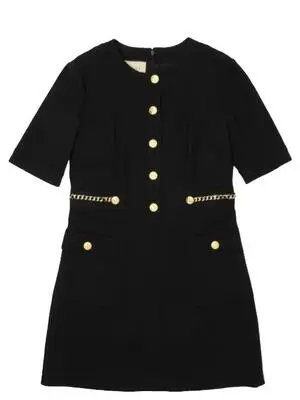 GUCCI Gucci Short Sleeve Dress With Gold Buttons And Pockets