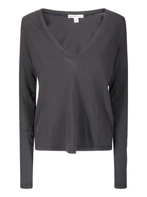 JAMES PERSE Deep V-neck Long Sleeve T-shirt - No