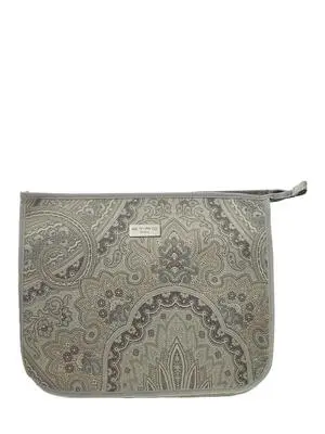 Etro Graphic Pattern Zipper Clutch - Gray