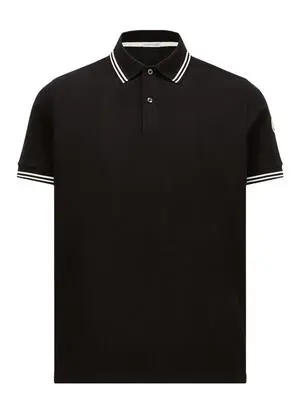 Moncler Logo Patch Short-sleeved Polo Shirt - Black