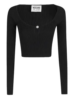 Moschino Long-sleeved Ribbed Sweater - Black