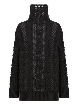 Dior Stand Collar Sweater With Bee Embroidery - Black