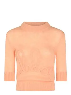 Chloé Elbow-sleeved Logo Sweater - Pink