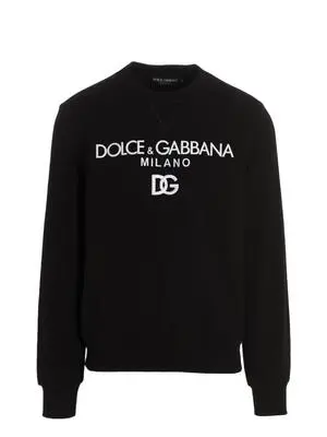 Dolce & Gabbana Logo Embroidered Crewneck Sweatshirt - Black