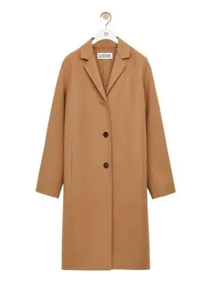 Loewe Anagram Coat In Wool And Cashmere - Camel