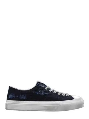 Givenchy Givenchy 4G Monogrammed Distressed Lace-Up Sneakers Navy Blue