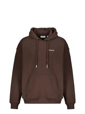 Off-White Logo Print Hoodie - Brown