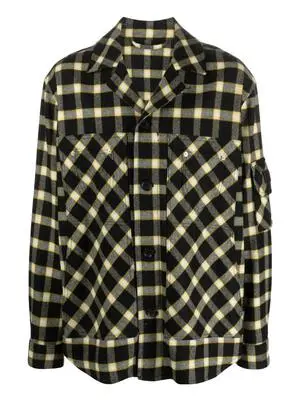 Versace Long-sleeved Checked Shirt Jacket - Black