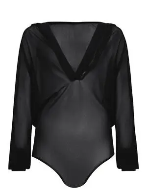 Alaïa Fine Knitted Hooded Bodysuit - Black
