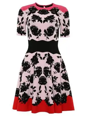 Alexander McQueen Floral Trumpet Dress - Black