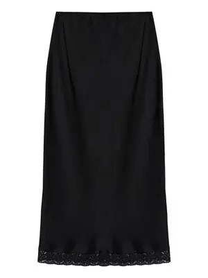 Victoria Beckham Lace Trim Midi Slip Skirt - Black