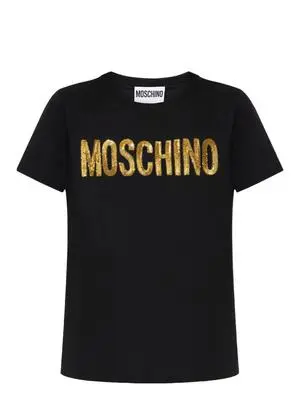 Moschino Sequined Logo Short Sleeve T-shirt - Black