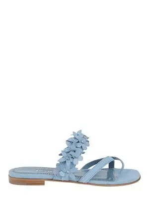 Manolo Blahnik Floral Embellished Sandals - Blue