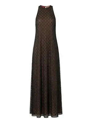 Gucci Gg Monogram Silk Georgette Dress - Black Mix