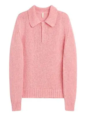 SUNFLOWER Textured Polo Knitted Sweater - Pink
