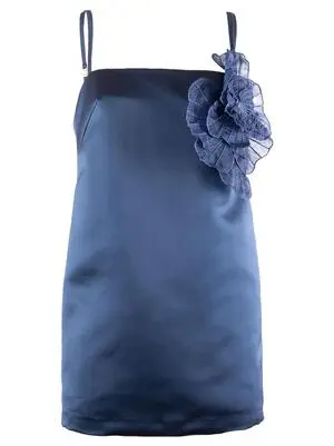 Elisabetta Franchi Embroidered Flower Duchesse Dress - Blue