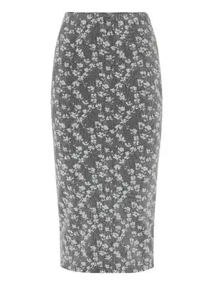 Fendi Floral Motif Layered Effect Midi Skirt - Black