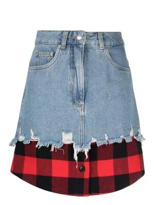 Moschino Layered Design Denim Skirt - Blue