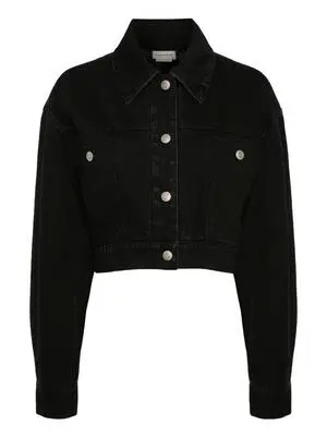 Alexander McQueen Cropped Denim Jacket - Black