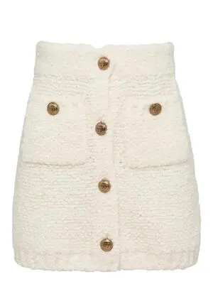 Prada Textured Knit Button-front Mini Skirt - White