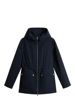 Woolrich Hooded Zip-up Jacket With Drawstring Waist - Black