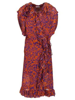 Dries Van Noten Ruffled Printed Midi Dress - Red