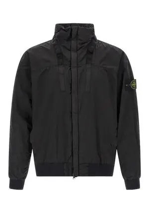 Stone Island Logo Patch Bomber Jacket - Black
