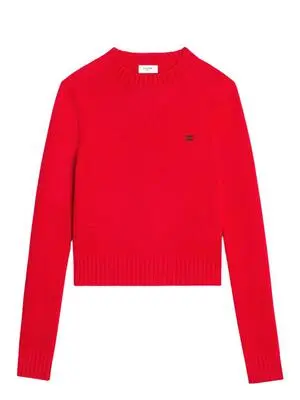 Celine Crewneck Sweater In Wool And Cashmere - Bright Red