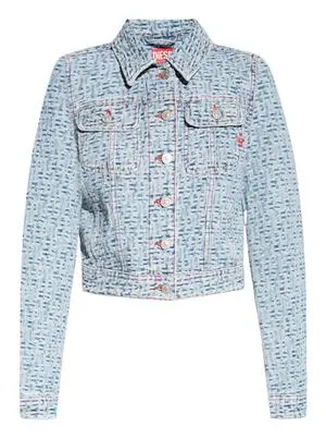 DIESEL® Cropped Patterned Denim Jacket - White