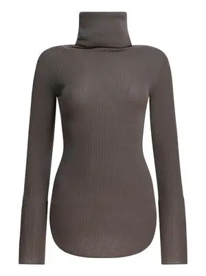 Rick Owens Ribbed Knit Turtleneck Sweater - Black