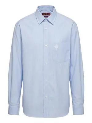 GUCCI Gucci Logo Embroidered Striped Shirt