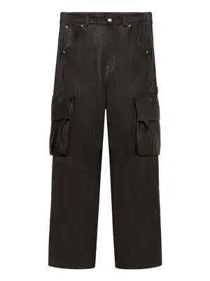 1989 STUDIO Intreccio Leather Cargo Pants - Dark Brown