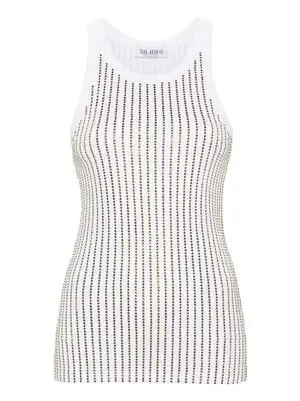 Attico Embellished Round Neck Vest - White